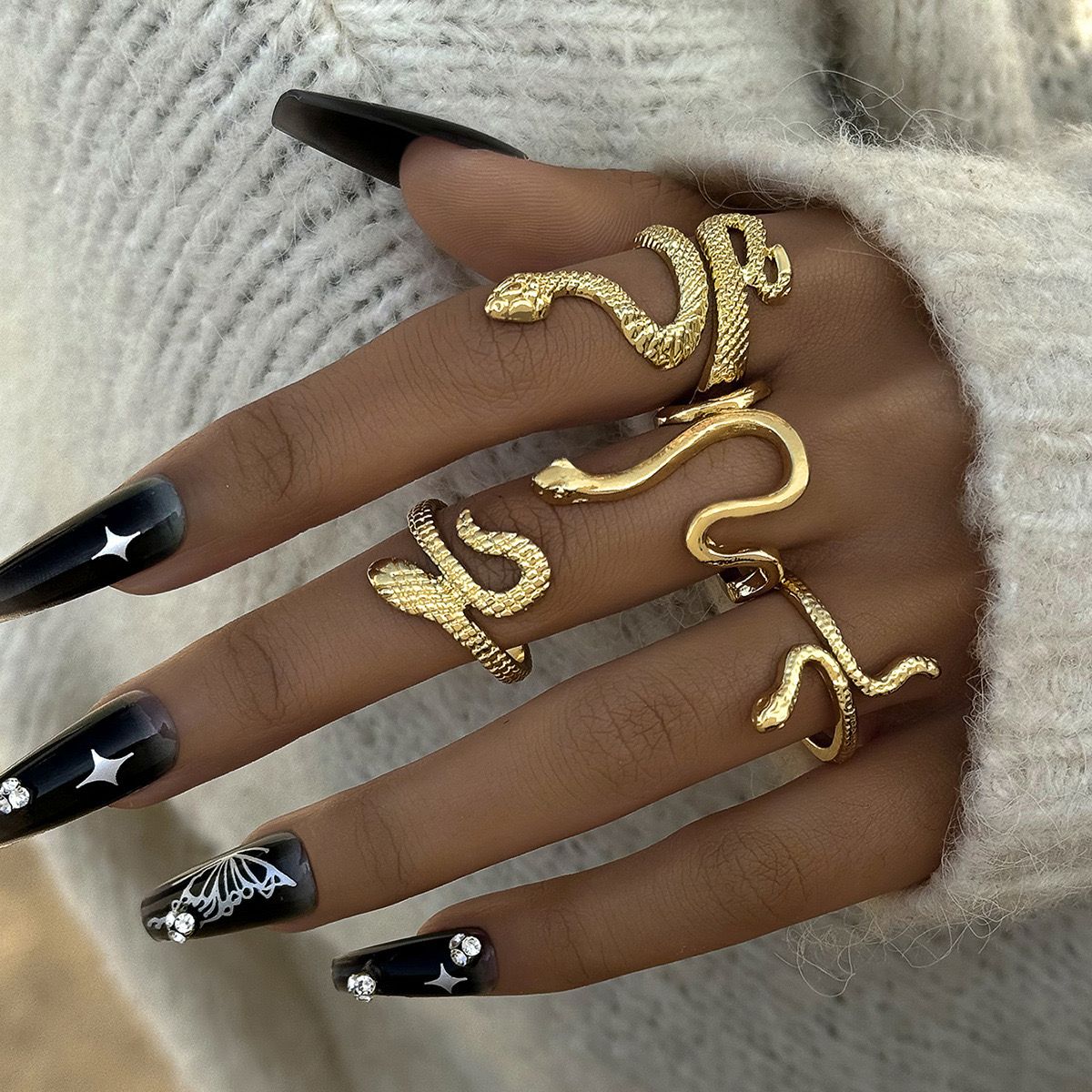 Snake Coil Cocktail Ring - Set Of 4