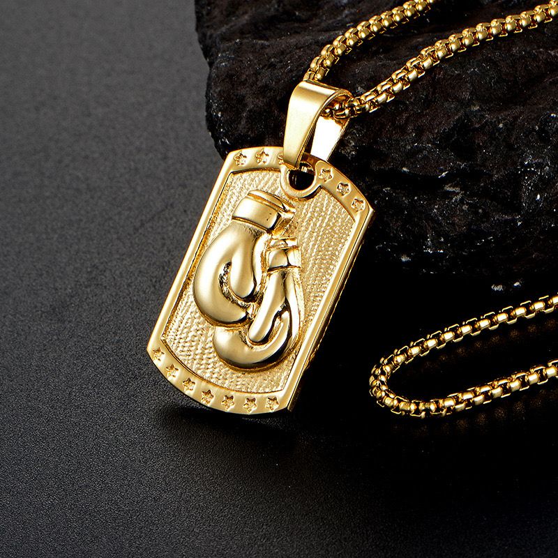 Titanium Boxing (Chain + Pendant) - 18k Gold Plating